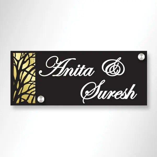Aura Signature Black & Gold Laser-Cut Nameplate – Emaazz